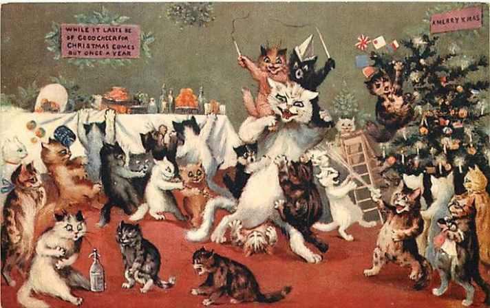 Gatos en las primeras felicitaciones navideñas – Gatos y Respeto